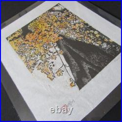 Up a Maple Tree woodcut woodblock print Japanese moku hanga washi ...