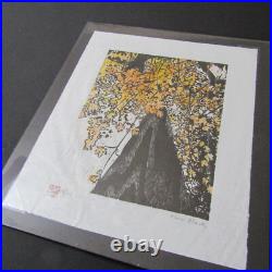 Up a Maple Tree woodcut woodblock print Japanese moku hanga washi ...